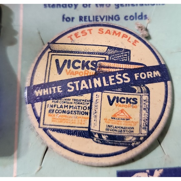 Other | Vintage Vicks Vaporub Test Sample Blue Glass Dropper Bottle Box ...